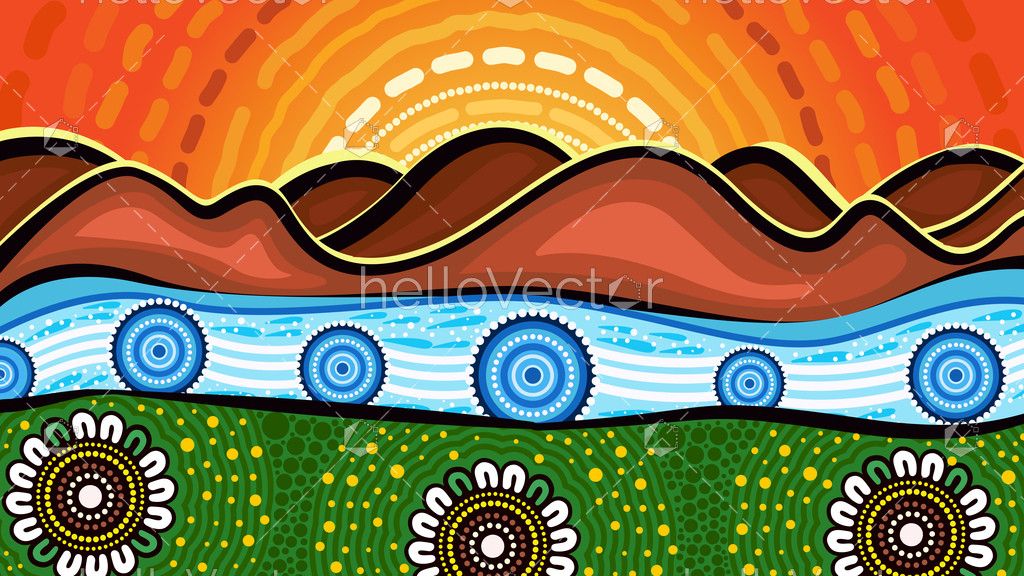 An illustration based on aboriginal style of background depicting ...