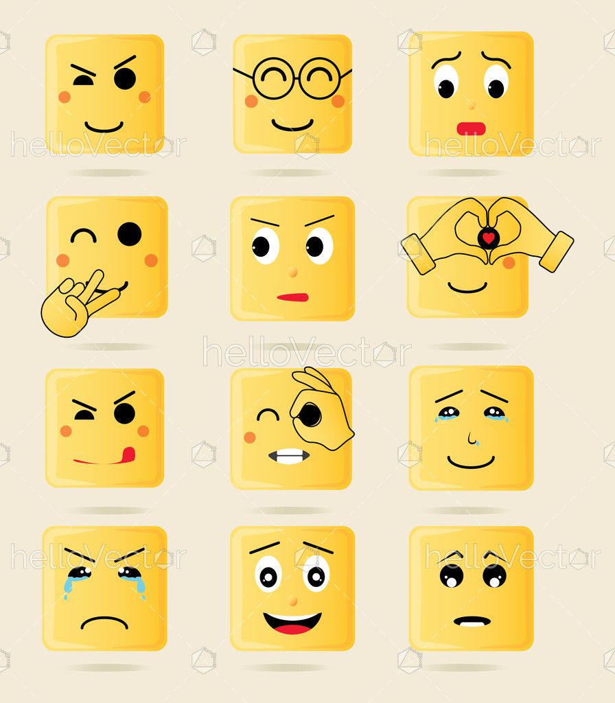 Mixed emoji set - Vector illustration - Download Graphics & Vectors