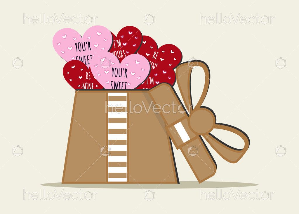 Heart shape Greeting cards in a gift box, Valentine's greeting card ...