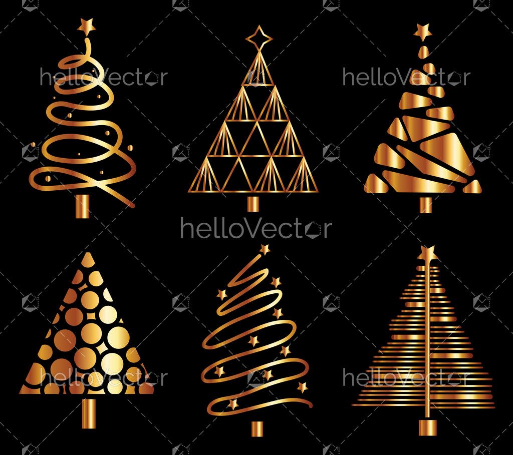 Golden Christmas Tree - Download Graphics & Vectors