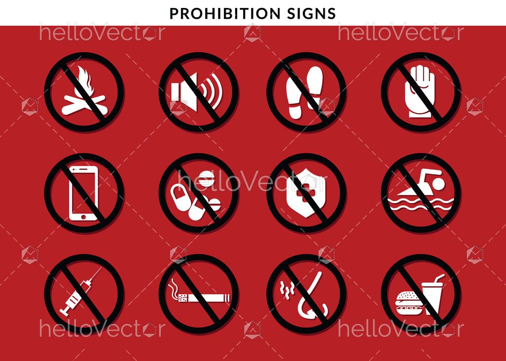 Prohibited Sign Set - Download Graphics & Vectors