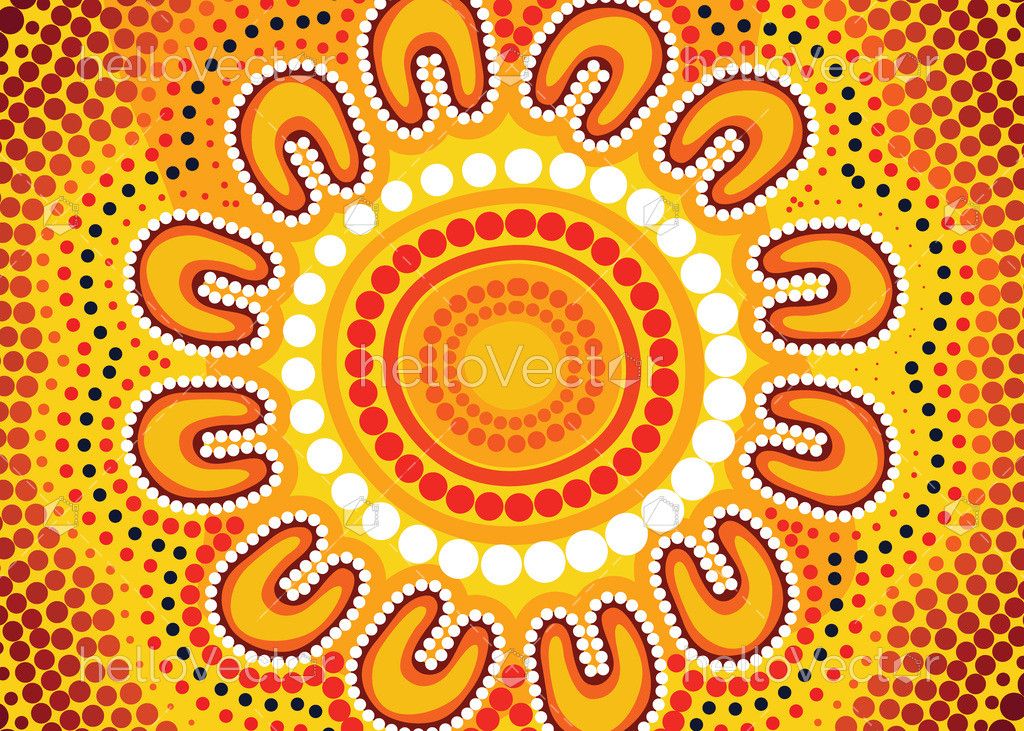 Yellow aboriginal dot artwork - Download Graphics & Vectors