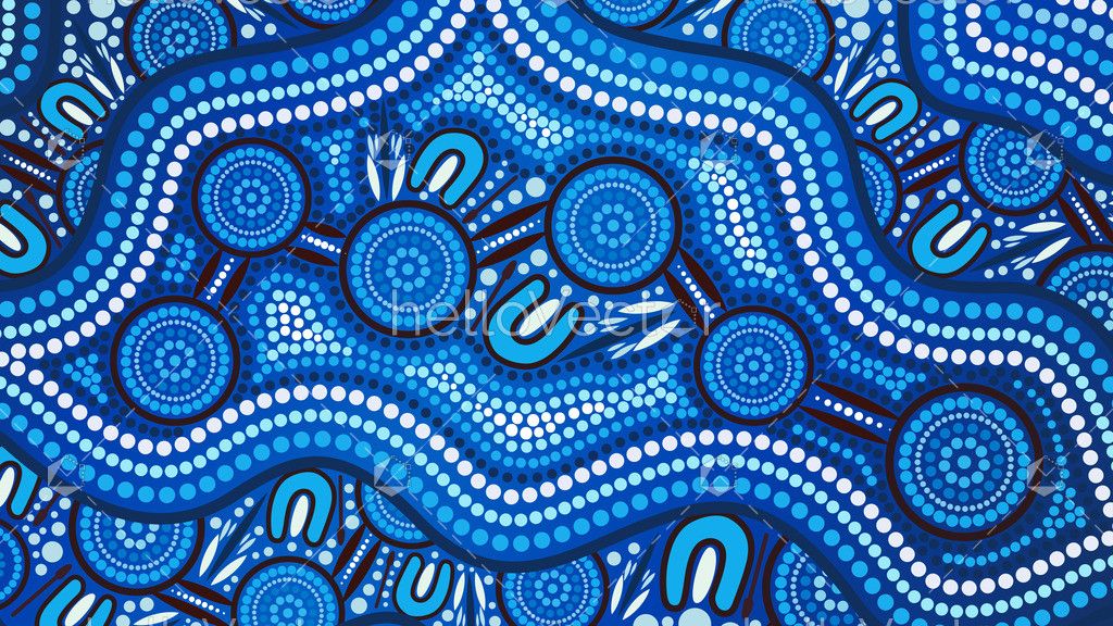 Dot design aboriginal blue artwork - Download Graphics & Vectors