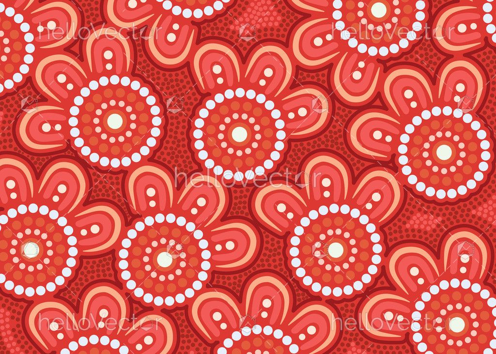 Aboriginal dot design red background - Download Graphics & Vectors
