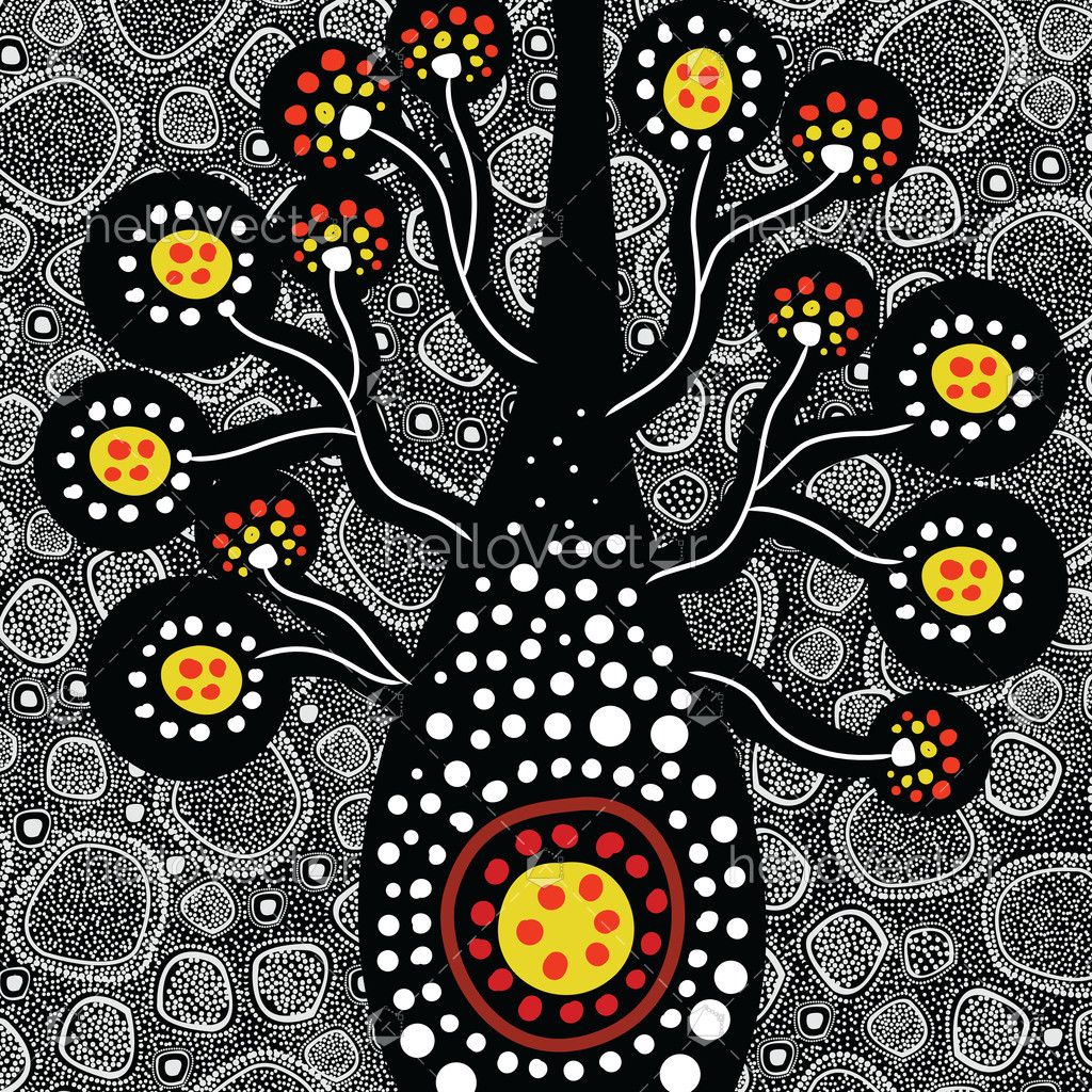 Aboriginal Boab Tree Dot Art - Download Graphics & Vectors