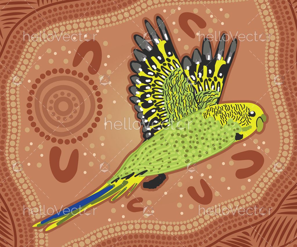 Green Flying Australian Parakeet Art Illustration - Download Graphics ...