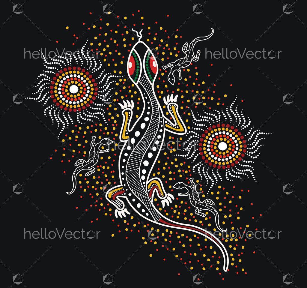 Aboriginal style of lizard art - Illustration - Download Graphics & Vectors