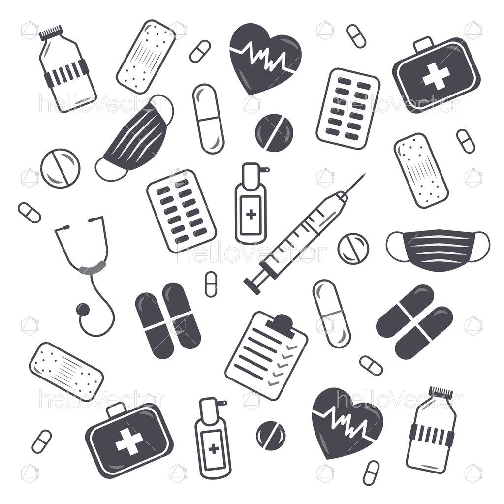 Flat medical elements on white background - Download Graphics & Vectors