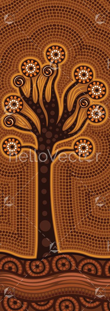 Aboriginal dot art tree painting - Download Graphics & Vectors