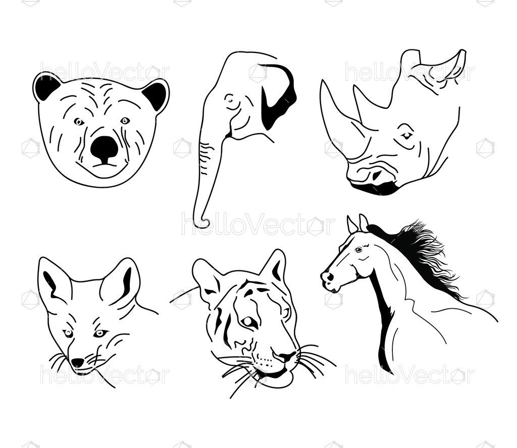 Illustration Drawing Of A Animals Outline Collection - Download ...
