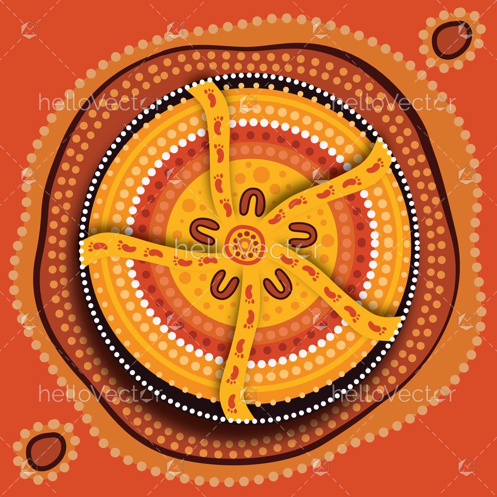 Bright Aboriginal Style Of Dot Art Illustration - Download Graphics ...