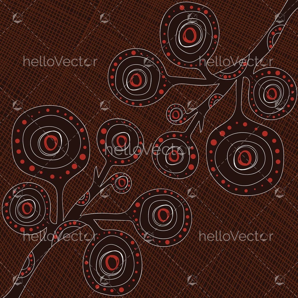Brown aboriginal style of tree art illustration - Download Graphics ...