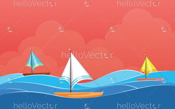 Background design with Sailing boat, Desktop wallpaper vector ...