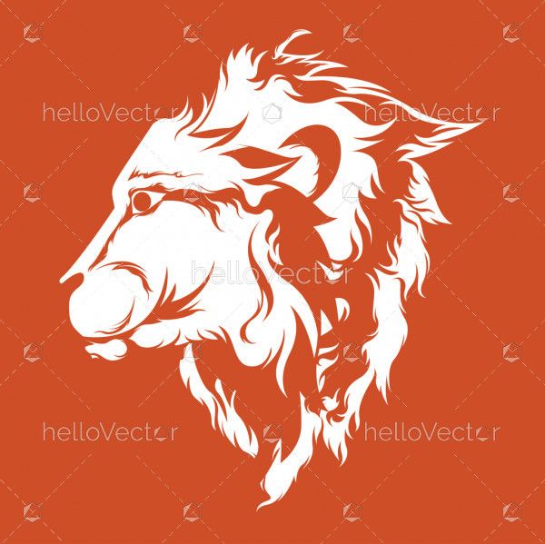 Side view lion face - Vector Illustration - Download Graphics & Vectors