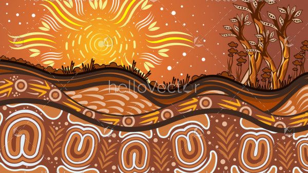 An illustration based on aboriginal style of background depicting ...