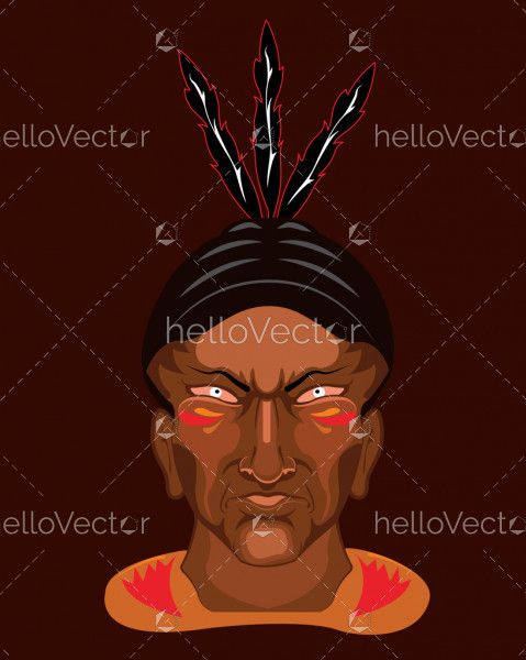 American Indian chief front face - vector illustration - Download ...