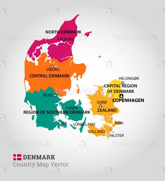 Detailed Map Of Denmark - Vector Illustration - Download Graphics & Vectors