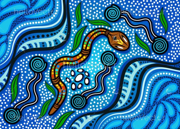 Aboriginal rainbow serpent background - Download Graphics & Vectors