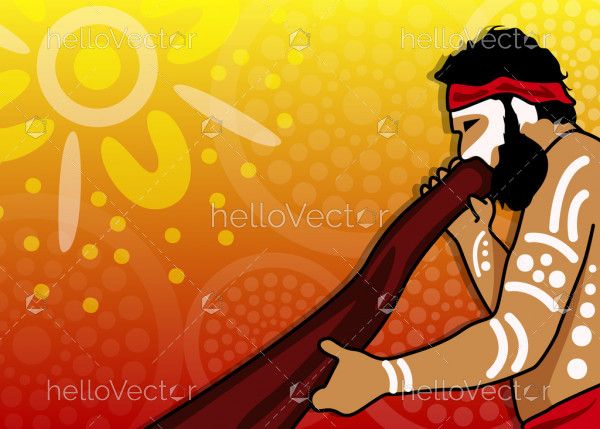 Aboriginal man playing a didgeridoo musical instrument - Download ...