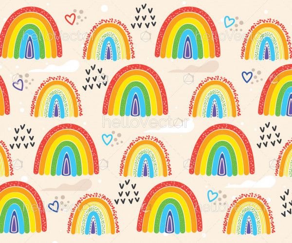 Seamless pattern with colored rainbows - Download Graphics & Vectors