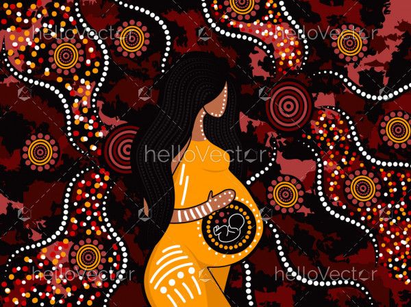 Pregnant women aboriginal art background - Download Graphics & Vectors