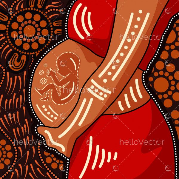 Art of a pregnant woman in aboriginal style - Download Graphics & Vectors