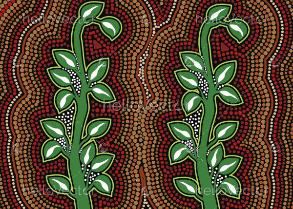Bush plant aboriginal dot art background - Download Graphics & Vectors