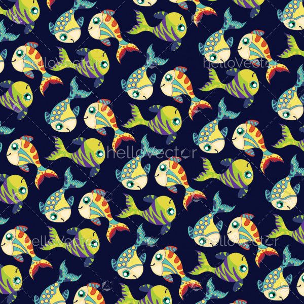 Fish background vector. Seamless pattern of fish on dark background ...