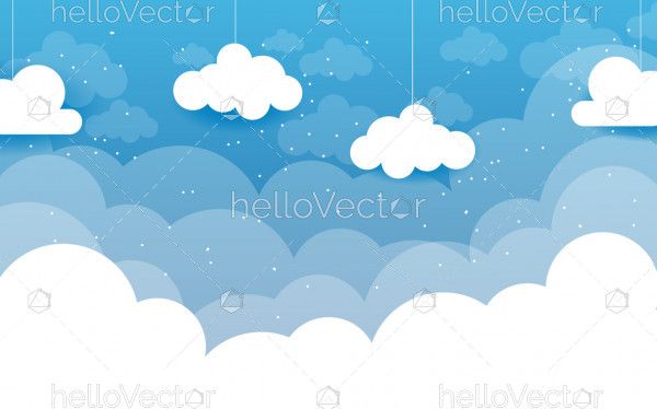 Vector blue cartoon clouds background - Download Graphics & Vectors