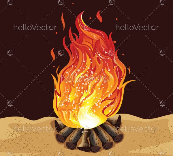 Bonfire Cartoon Illustration - Download Graphics & Vectors