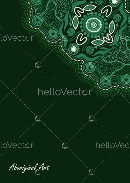Aboriginal work on green poster background - Download Graphics & Vectors