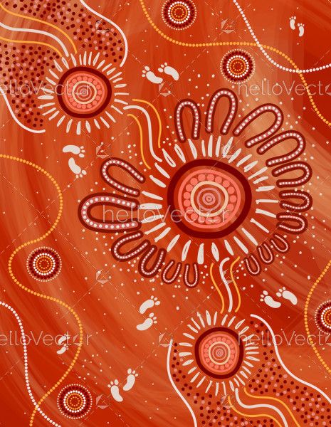 Orange aboriginal artwork - Vector - Download Graphics & Vectors