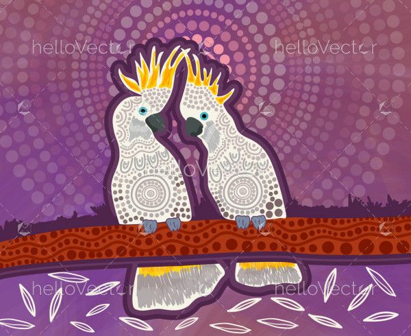 Cockatoo bird art in aboriginal style - Download Graphics & Vectors