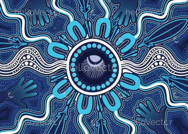 Aboriginal art blue background - Download Graphics & Vectors