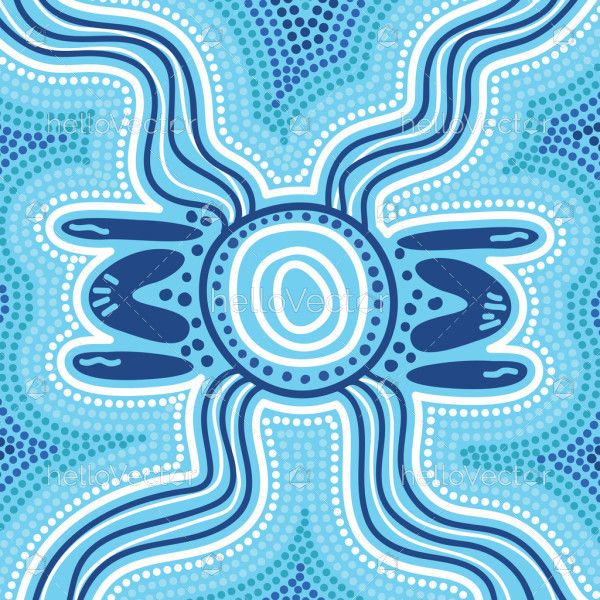 Aboriginal design blue vector painting - Download Graphics & Vectors