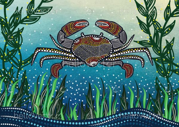 Aboriginal art vector painting with crab - Download Graphics & Vectors