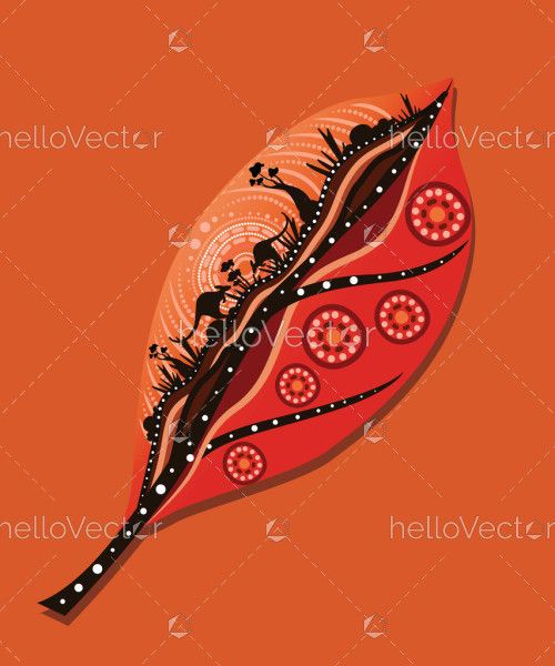 Leaf decorated with the aboriginal artwork - Download Graphics & Vectors