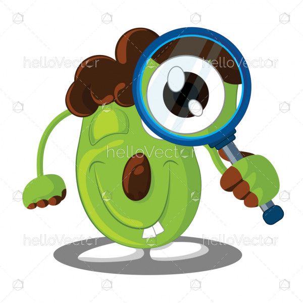 Cute cartoon looking through magnifying glass - Vector illustration ...