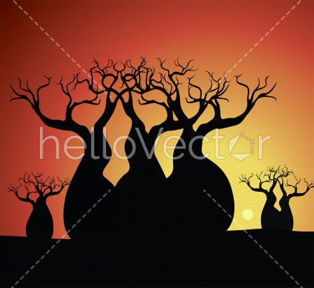 Nature painting with boab tree - Vector - Download Graphics & Vectors
