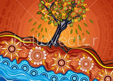 Wattle tree aboriginal art - Download Graphics & Vectors