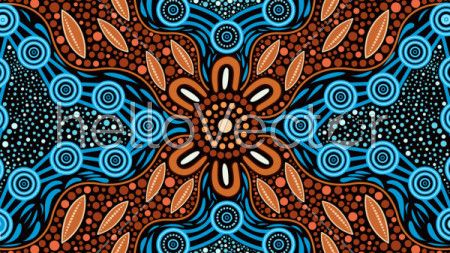 Meeting place, aboriginal art vector painting. Illustration based on ...