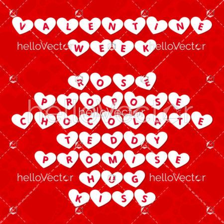 Valentine's week days, greeting card design - Vector Illustration ...