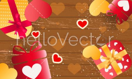 Love red background with hearts and gifts - Vector Illustration ...