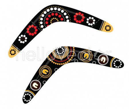 Aboriginal black and white boomerang art - Illustration - Download ...