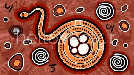 Aboriginal art vector painting with snake - Download Graphics & Vectors