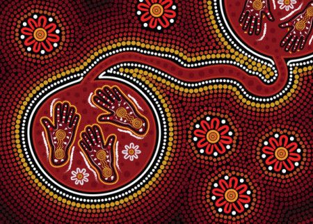 Dot aboriginal style of painting with hands - Download Graphics & Vectors