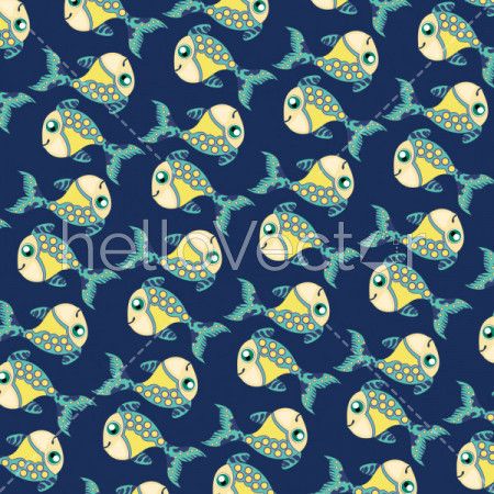 Fish background vector. Seamless pattern of simple fish illustration ...