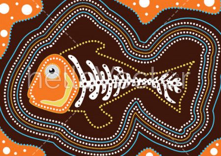 Fish in the river aboriginal dot art background - Download Graphics ...