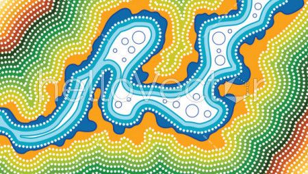 River art with aboriginal dot design - Download Graphics & Vectors