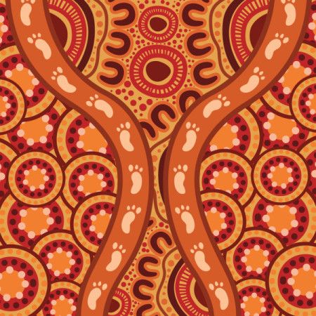 Aboriginal Vector Background With Echidna - Download Graphics & Vectors